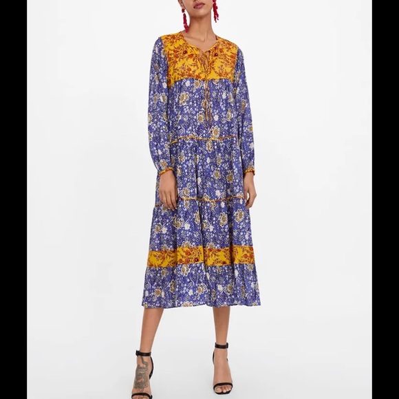 Zara | Dresses | Zara Boho Floral Tiered Maxi Dress | Poshmark